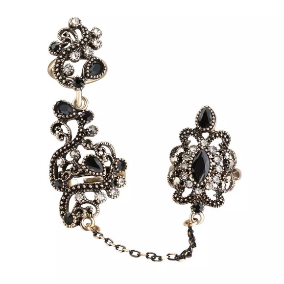 Jewelry | Vintage Baroque Double Chained Crystal Ring | Poshmark